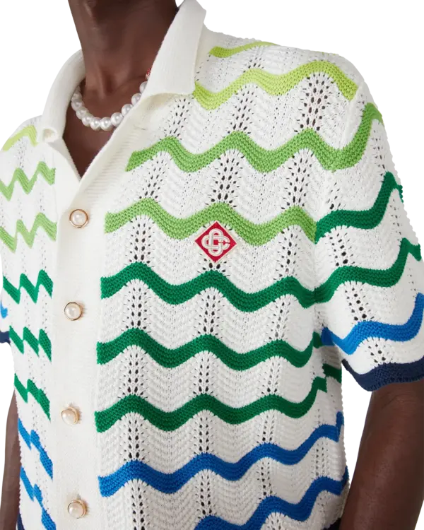 Casablanca Wave Short Sleeve Knitted Shirt - Multicolor