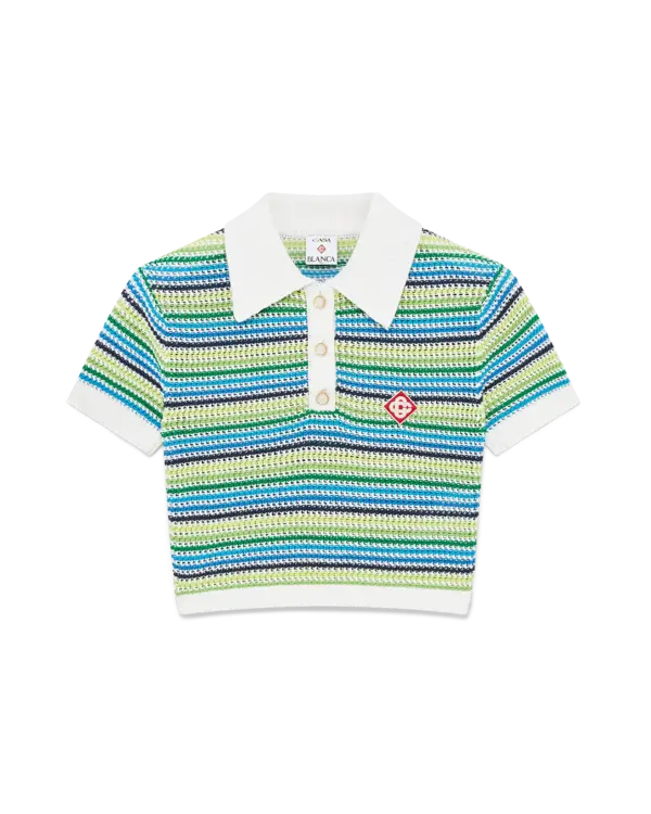 Casablanca Stripe Short Sleeve Polo Shirt - Multicolor