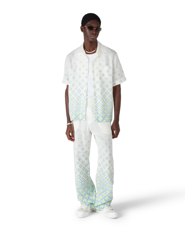 Casablanca Degrade Monogram Short Sleeve Linen Shirt - Multicolor