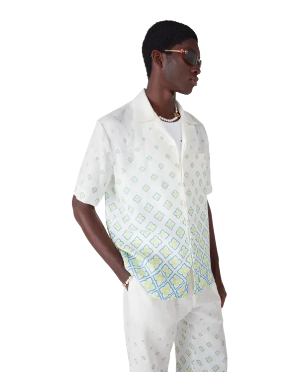 Casablanca Degrade Monogram Short Sleeve Linen Shirt - Multicolor