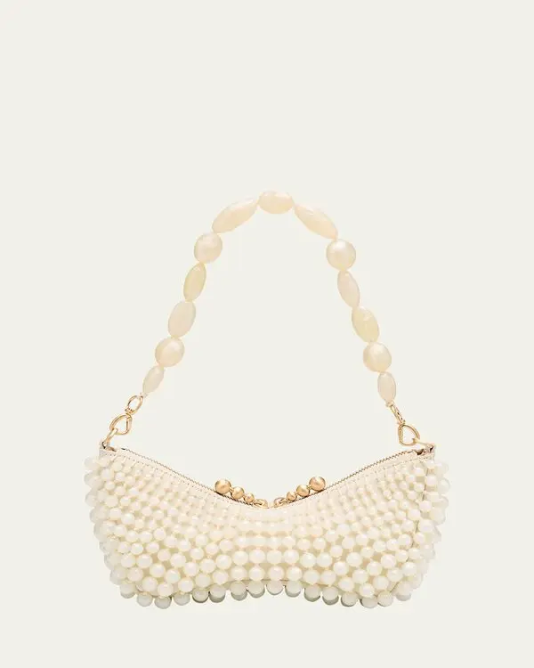 Cult Gaia Mercier Beaded Zip Shoulder Bag