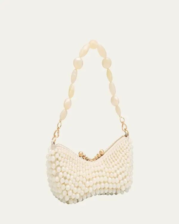 Cult Gaia Mercier Beaded Zip Shoulder Bag