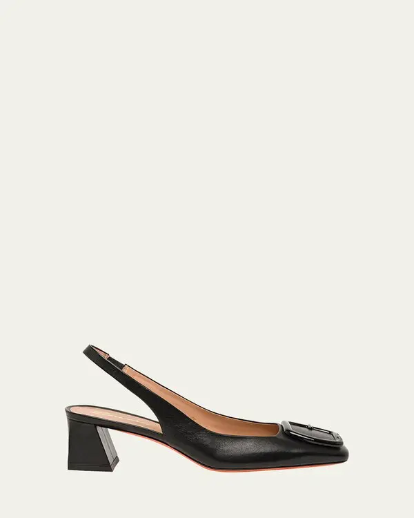 Santoni Buckle Slingback Leather Pumps