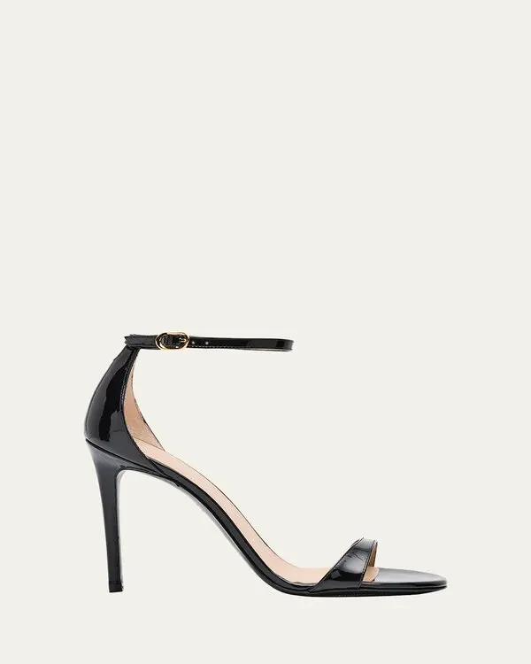 STUART WEITZMAN Nudist Ii Patent Ankle-strap Sandals - Black