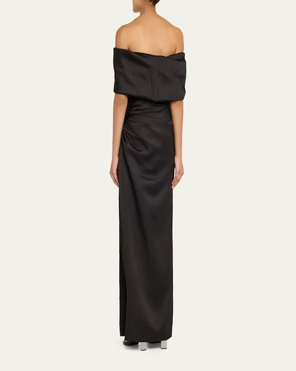 Simkhai Valencia Pleated Off-shoulder Column Gown