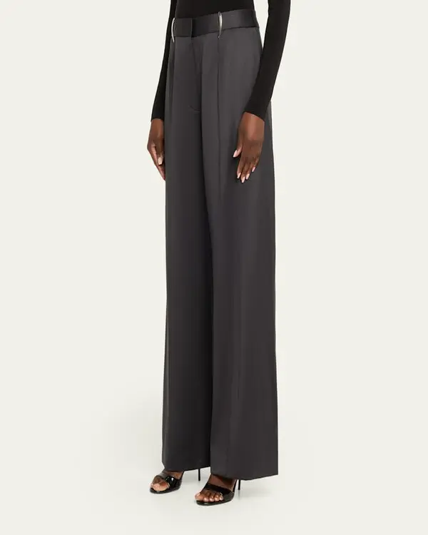 GRACE LING Claw Belt Loop Wool Trousers