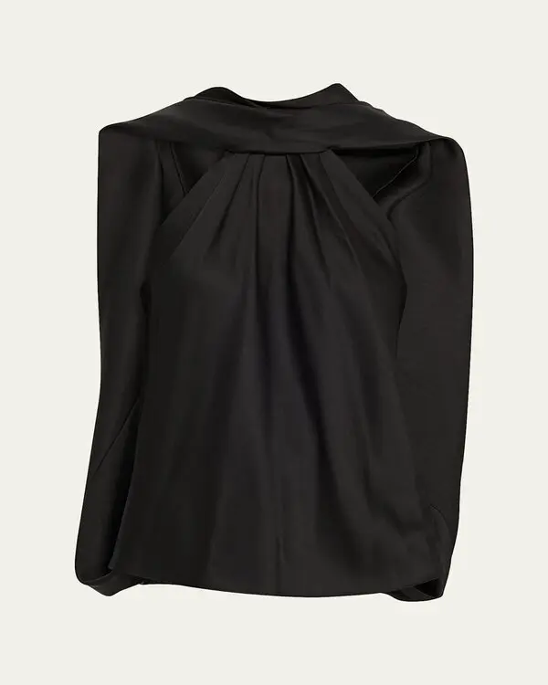 Simkhai Scarlett Satin Cape Top - Black