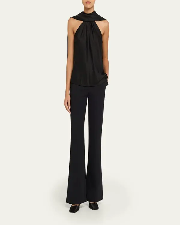 Simkhai Scarlett Satin Cape Top - Black