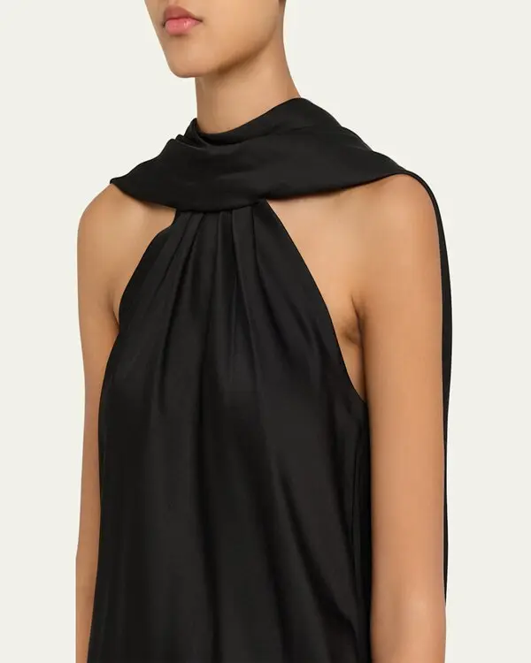 Simkhai Scarlett Satin Cape Top - Black