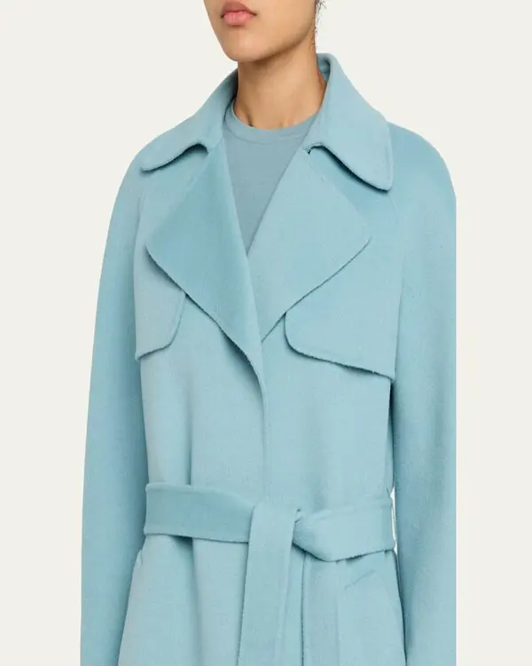 Michael Kors Wrap-front Wool Coat - Seaglass