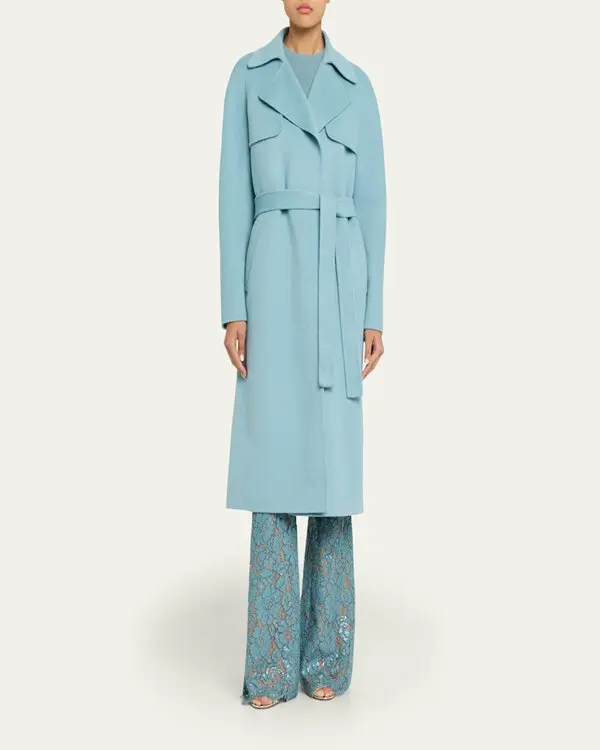 Michael Kors Wrap-front Wool Coat - Seaglass