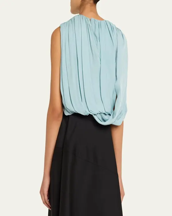 HEIRLOME Marie Draped Silk Georgette Crop Top - Sky