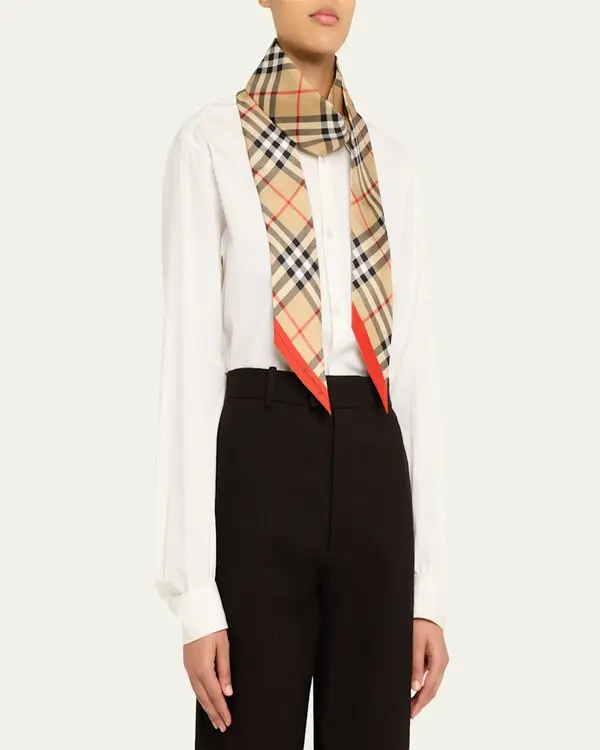 Burberry Skinny Contrast Check Silk Scarf