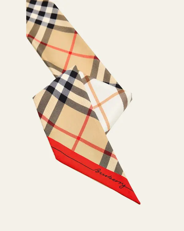 Burberry Skinny Contrast Check Silk Scarf