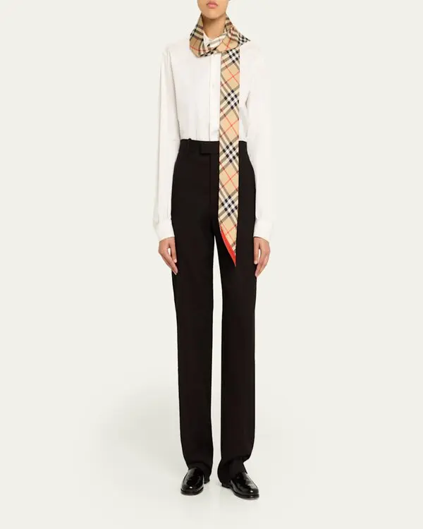 Burberry Skinny Contrast Check Silk Scarf