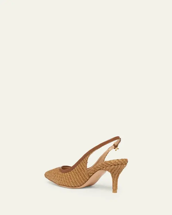 GIANVITO ROSSI Marbella Raffia Slingback Pumps - Cuoio