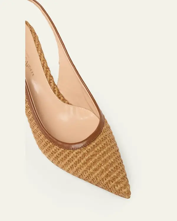 GIANVITO ROSSI Marbella Raffia Slingback Pumps - Cuoio