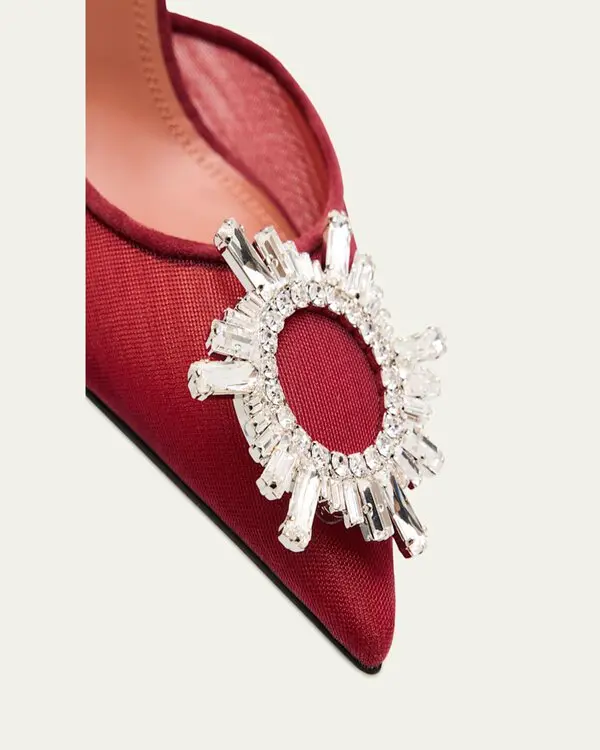 Amina Muaddi 95mm Begum Mesh Slingback Pumps - Ruby