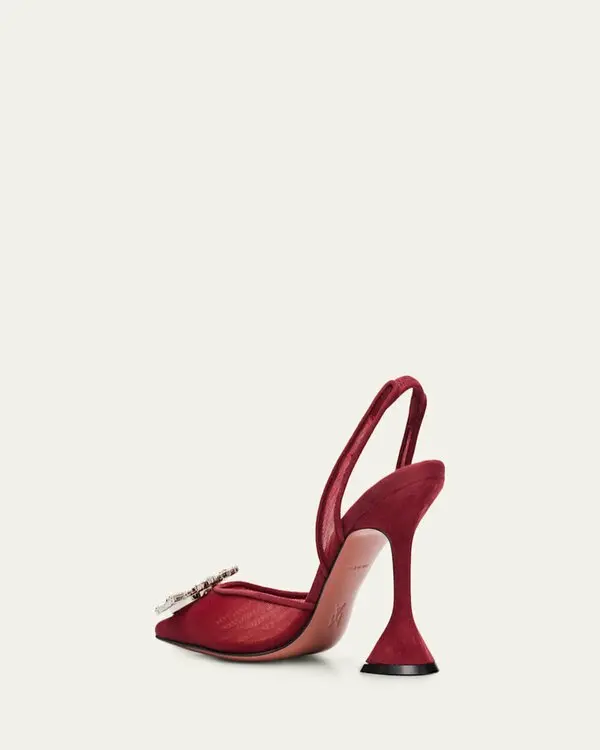 Amina Muaddi 95mm Begum Mesh Slingback Pumps - Ruby