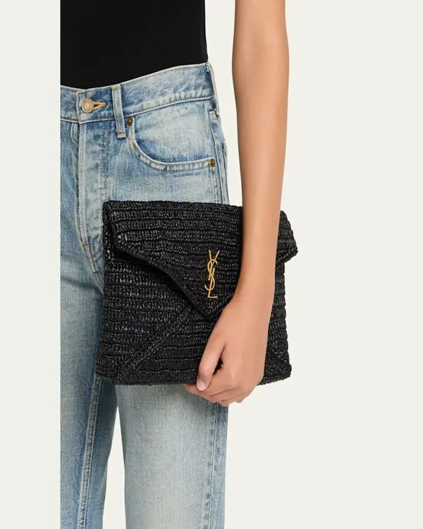Saint Laurent Large Envelope Flap Clutch - Nero