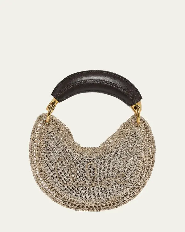 Chloé Mini Hobo Bag In Metallic Crochet - Silver
