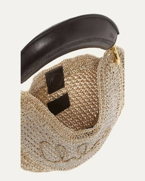 Chloé Mini Hobo Bag In Metallic Crochet - Silver