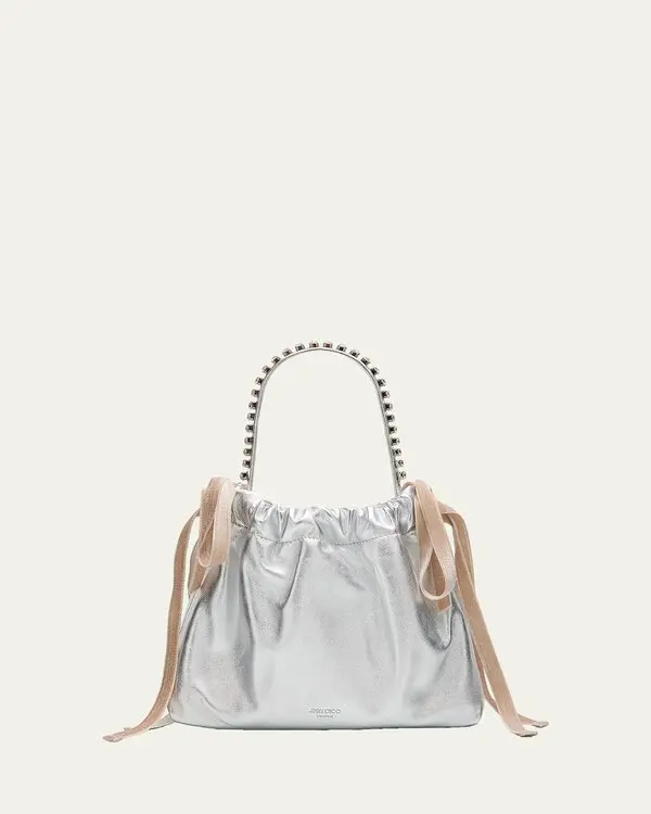 JIMMY CHOO Mini Metallic Leather Top-handle Bag - Silver/rose