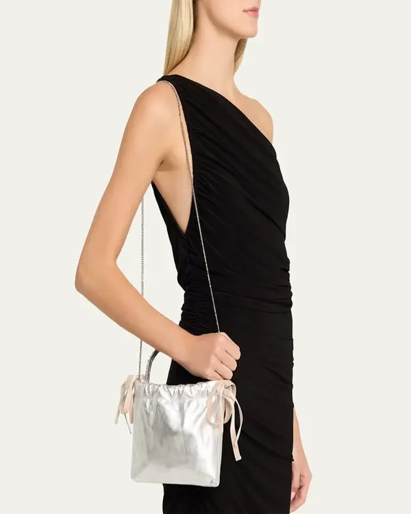 JIMMY CHOO Mini Metallic Leather Top-handle Bag