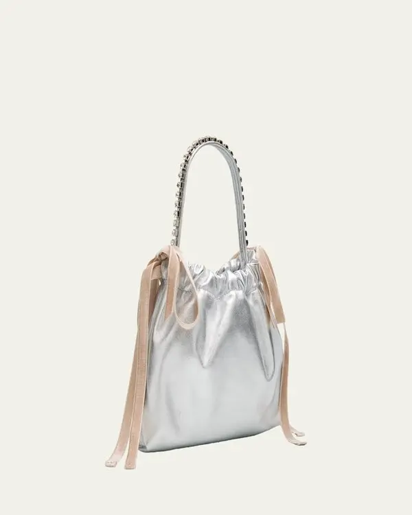 JIMMY CHOO Mini Metallic Leather Top-handle Bag