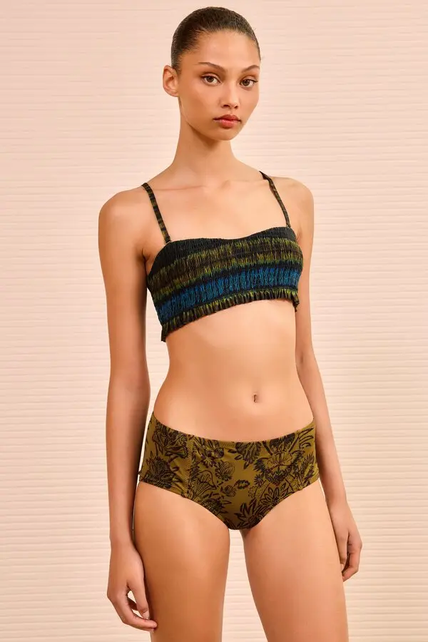 Ulla Johnson Amalfi Mid-rise Bikini Bottom - Olive Flora