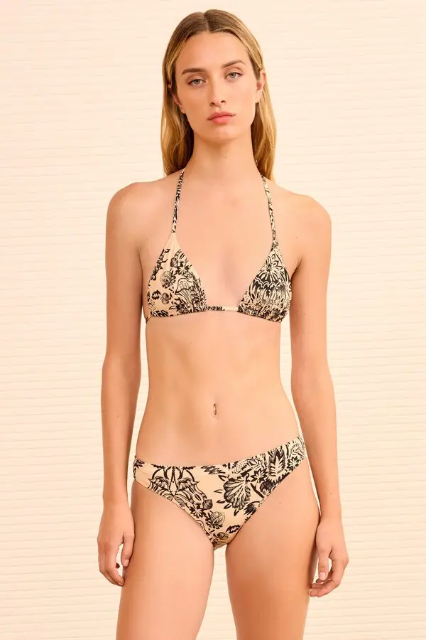 Ulla Johnson Maya String Triangle Bikini Top - Ivory Flora