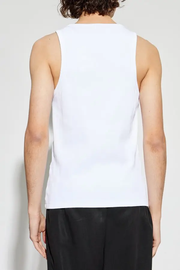 Casablanca Ribbed Logo Tank Top - White