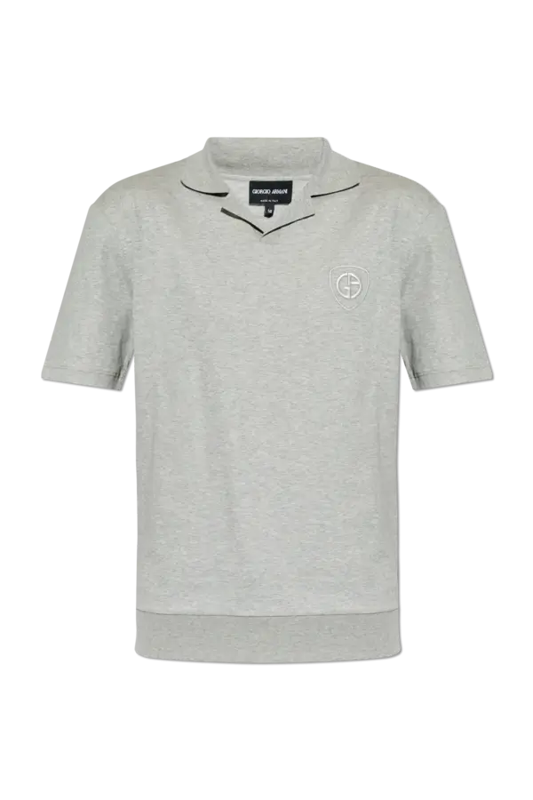 Giorgio Armani Polo With Embroidered Logo - Grey