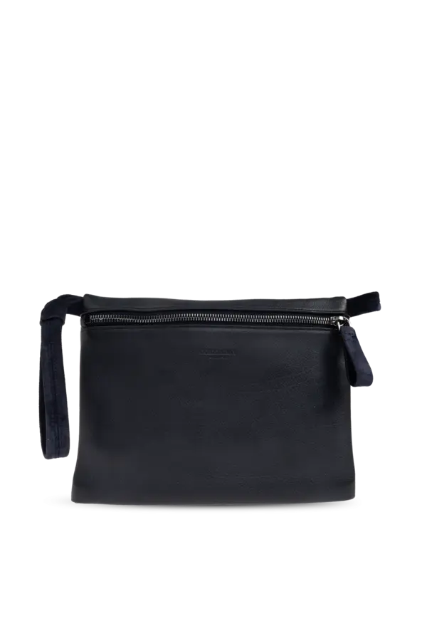 Giorgio Armani Leather Handheld Bag - Navy Blue