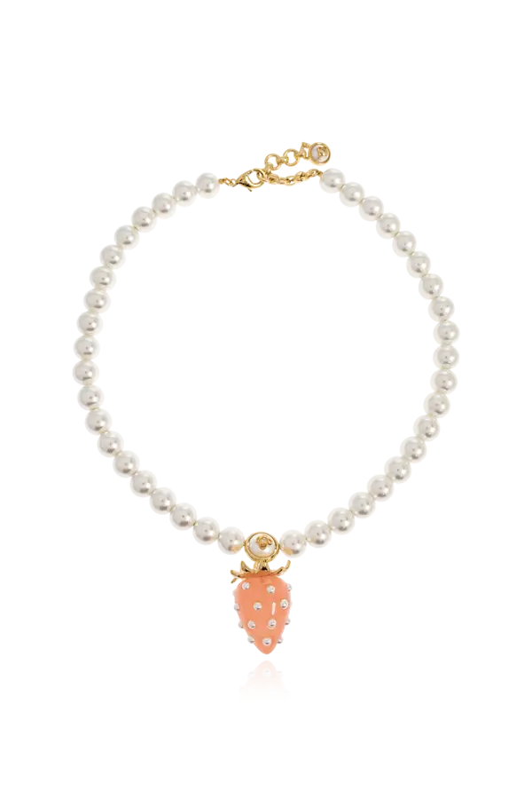 Casablanca Pearl Necklace With Strawberry Pendant - Cream