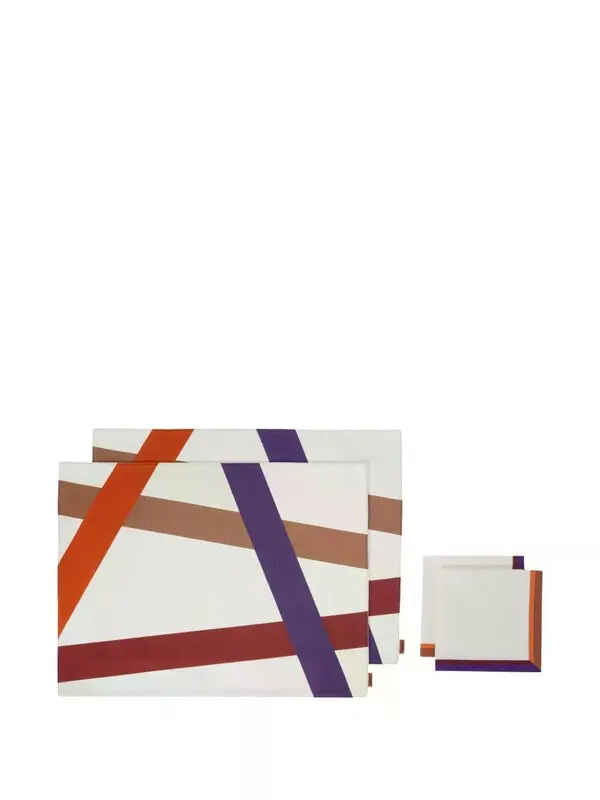 Missoni Nastri Diagonal-stripe Table Cloth Set - White