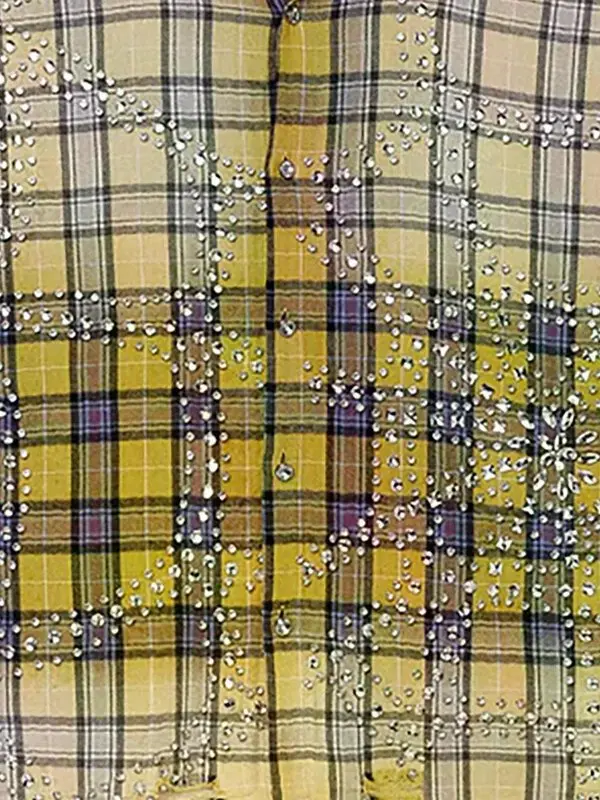 VALE FOREVER Lemonhead Flannel Rhinestone-embellished Shirt