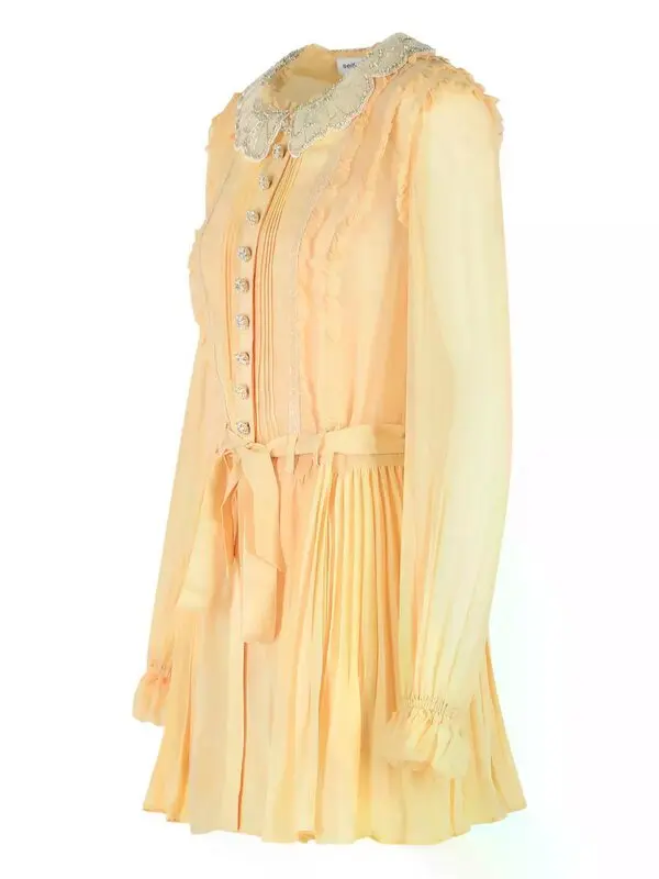 SELF-PORTRAIT Pleated Mini Dress - Neutrals