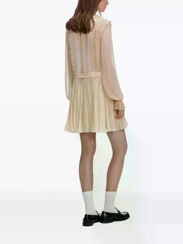 SELF-PORTRAIT Pleated Mini Dress - Nude