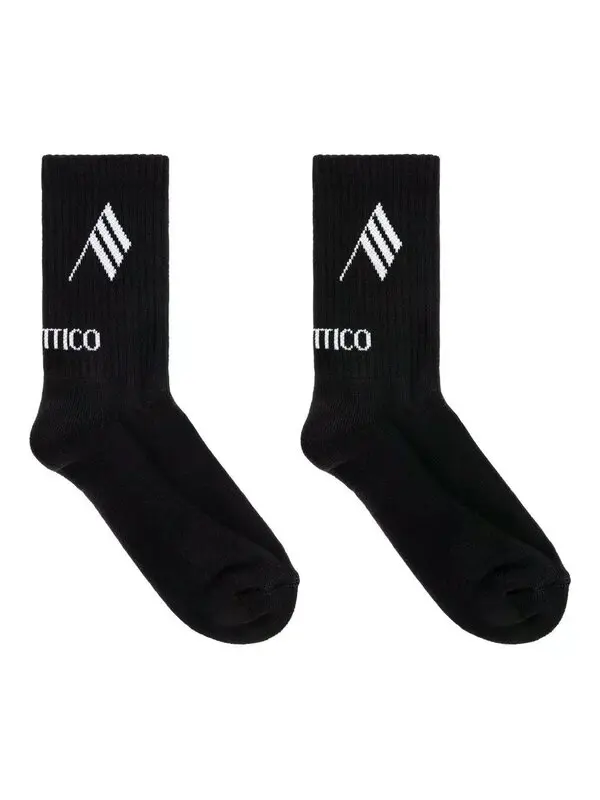 Attico Logo-detail Ribbed Socks - Black