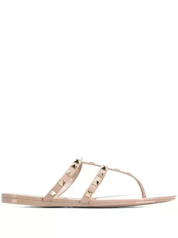 Valentino Garavani Rockstud Flat Sandals - Neutrals
