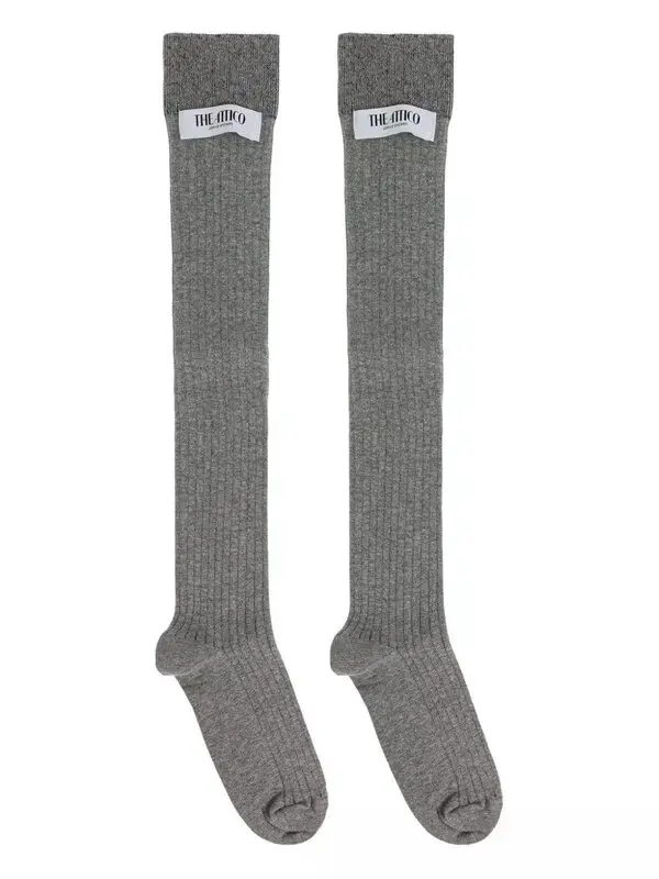 Attico Ribbed Knee-high Socks - Grey