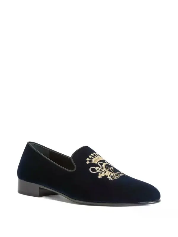 GIUSEPPE ZANOTTI Terence Embroidered Loafers - Blue