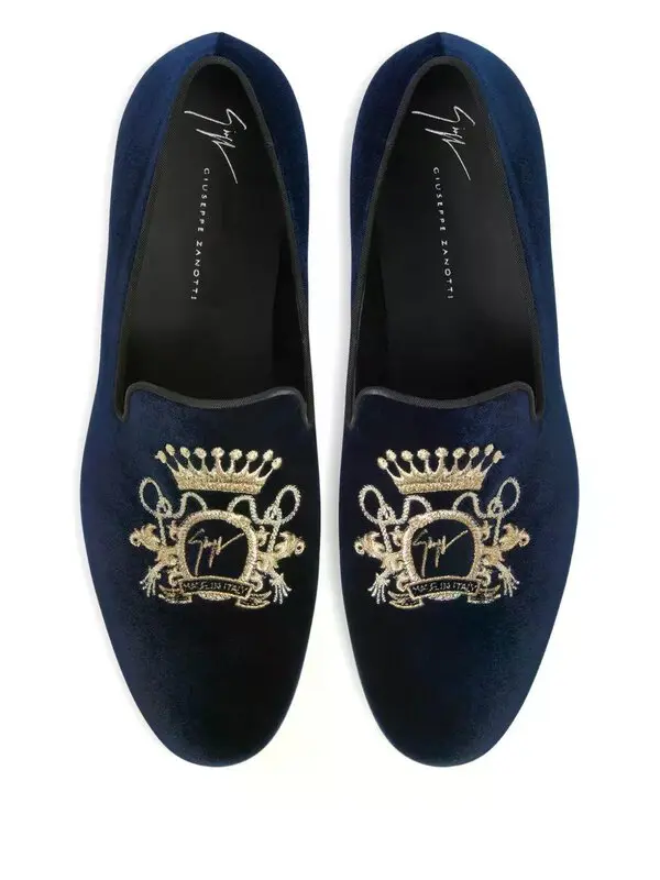GIUSEPPE ZANOTTI Terence Embroidered Loafers - Blue