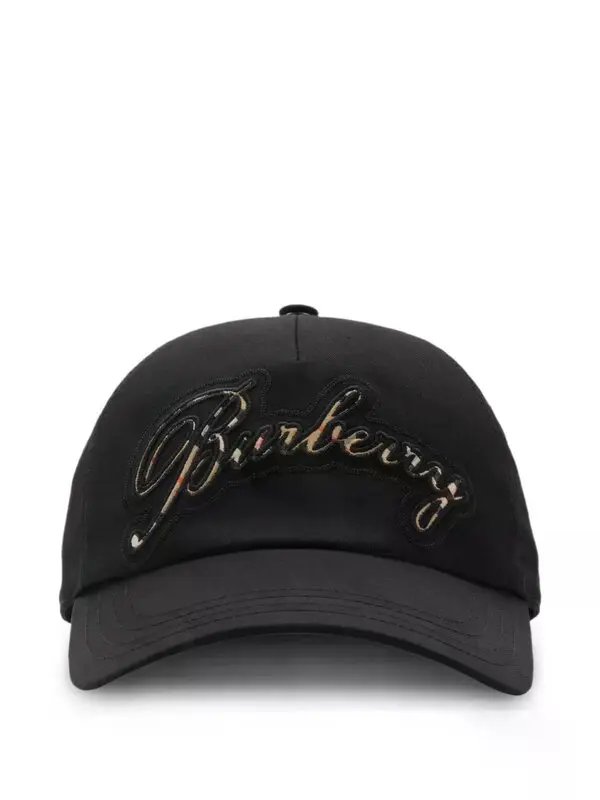 Burberry Check-cursive Baseball Cap - Black