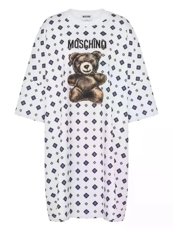 Moschino Printed Mini Dress - White