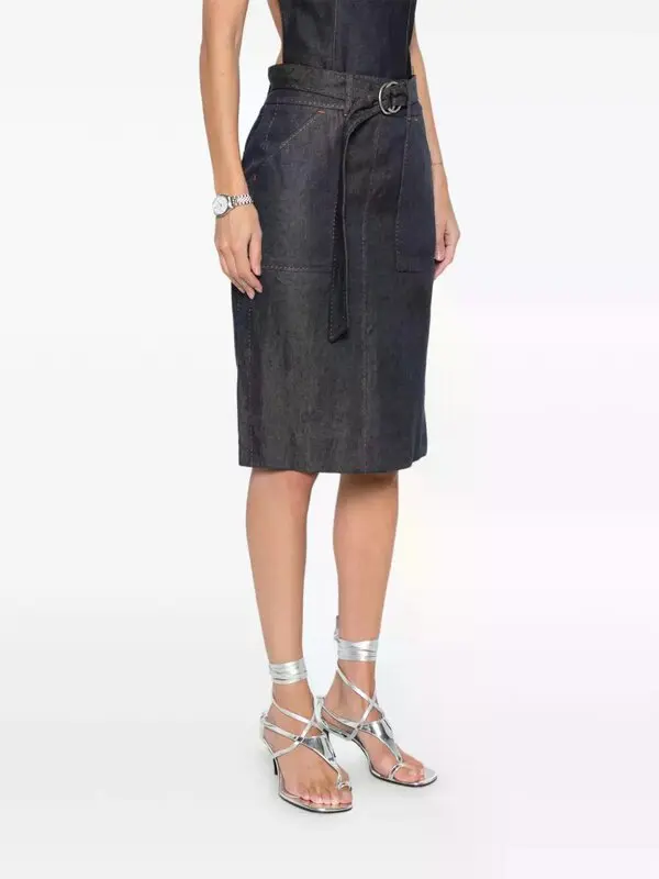 Hermès 2010s Belted Buttoned Skirt
