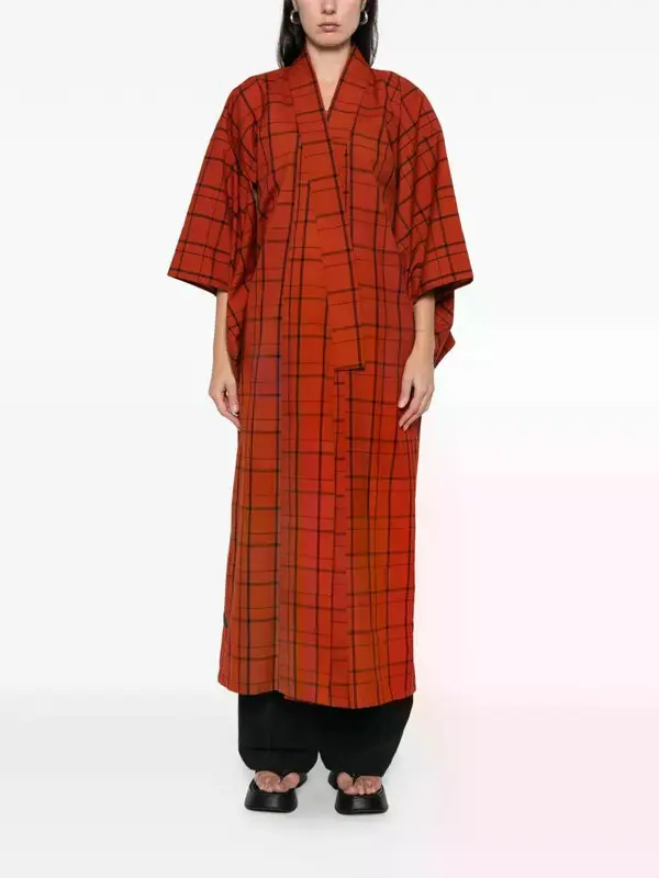 A.N.G.E.L.O. VINTAGE CULT Plaid-pattern Floral-appliqué Kimono