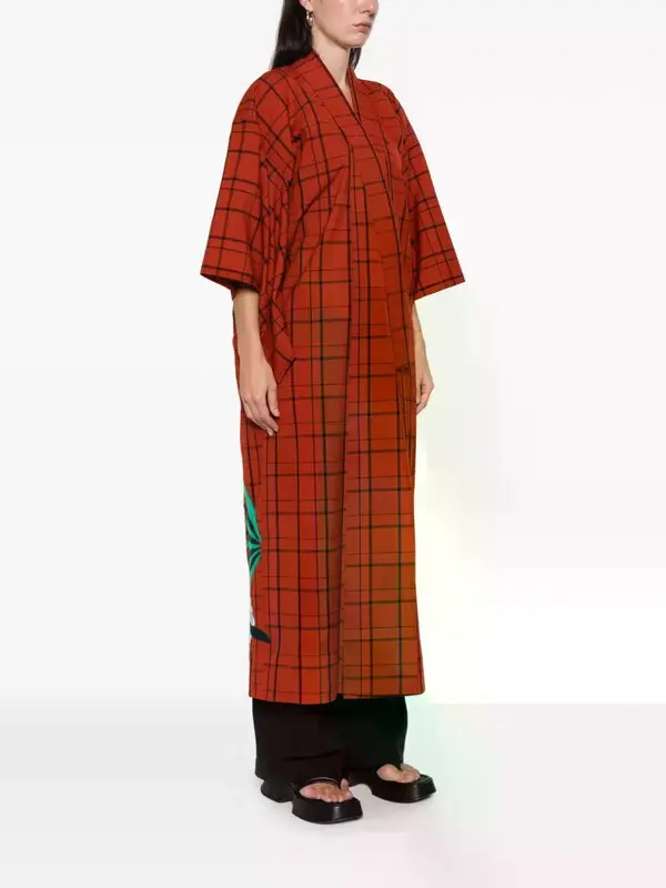 A.N.G.E.L.O. VINTAGE CULT Plaid-pattern Floral-appliqué Kimono