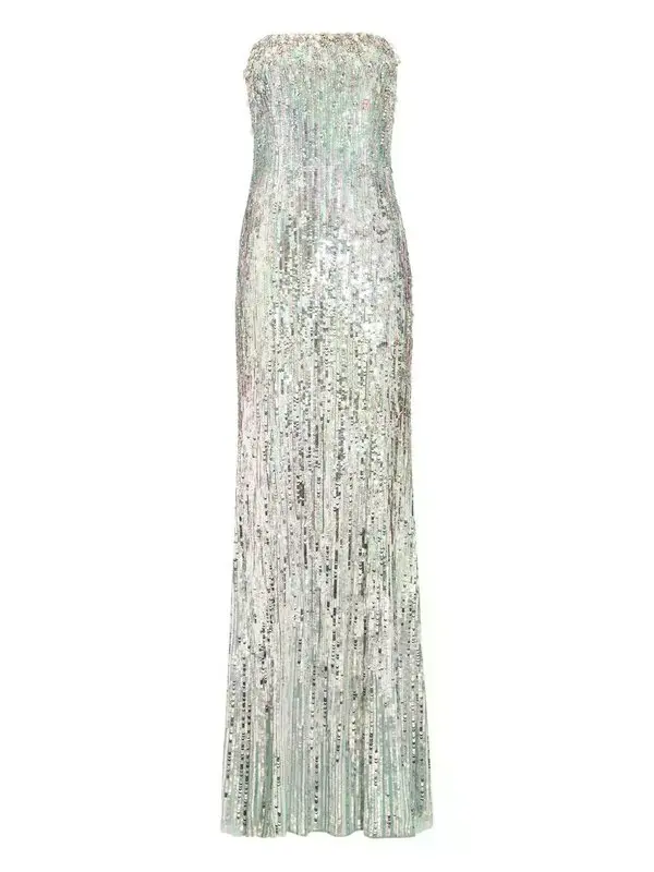 Jenny Packham Honesty Sequin-embellished Maxi Dress - Silver